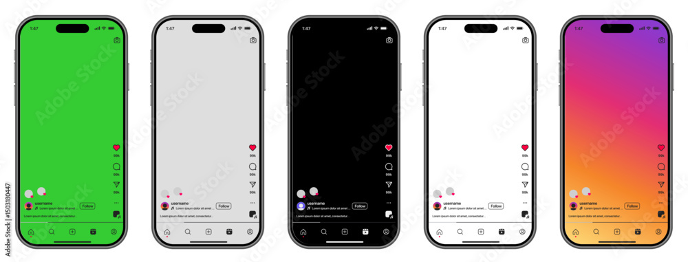 Instagram post story reels mockup template with updated 2025 grid size ...