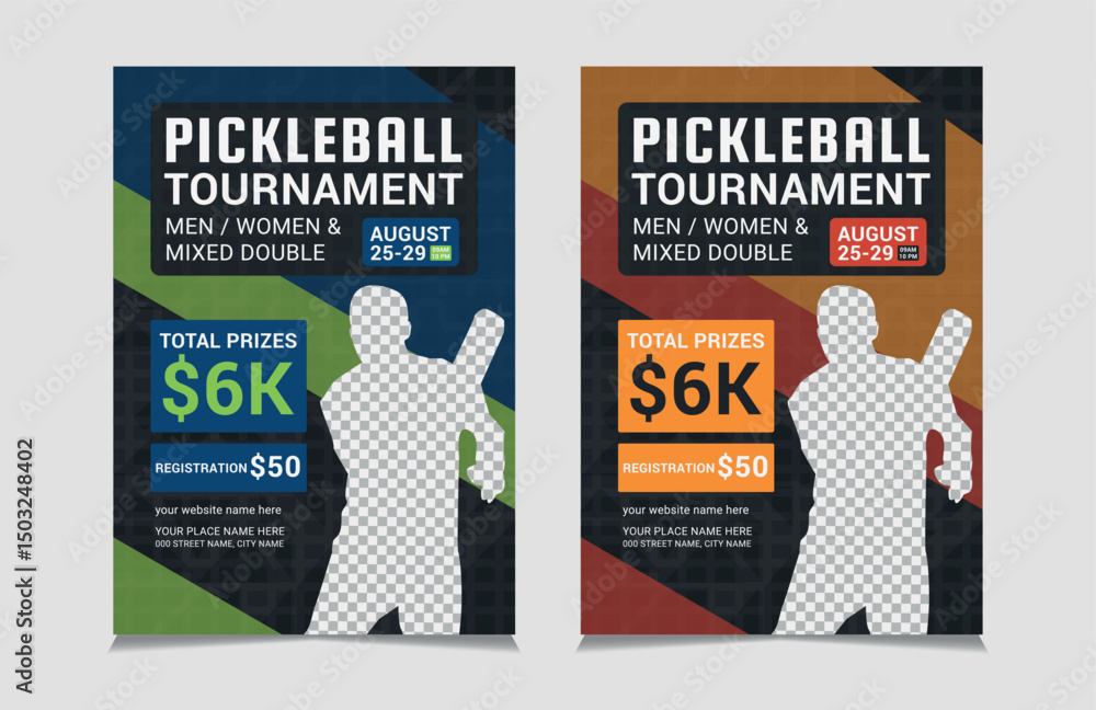 Pickleball Tournament Flyer Templates, vector illustration eps 10 Stock ...