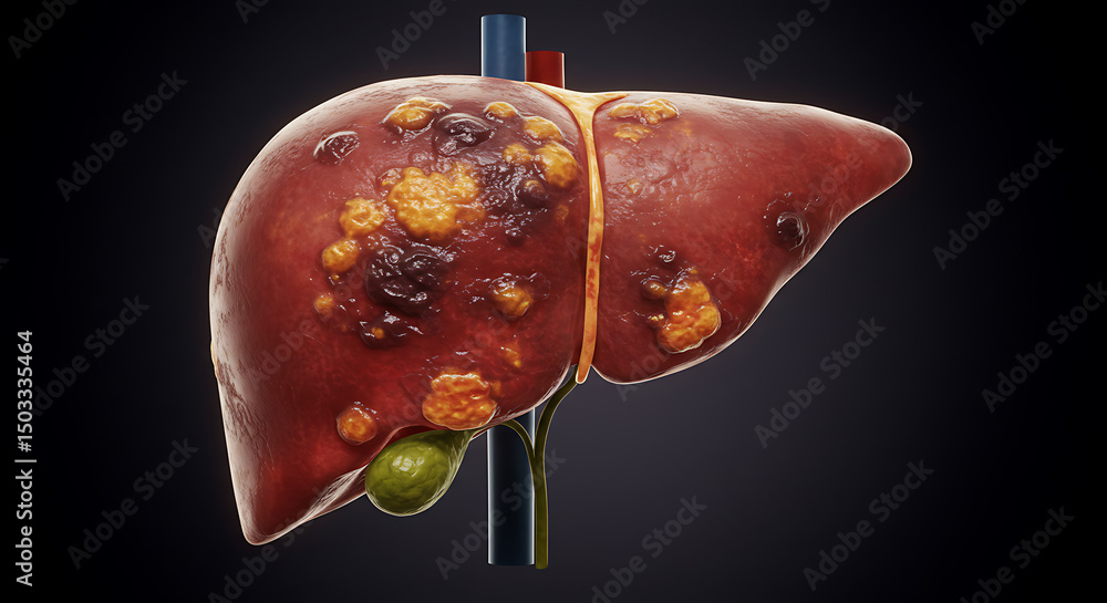 Damaged Liver: Medical Illustration of Liver Disease Stock Photo ...