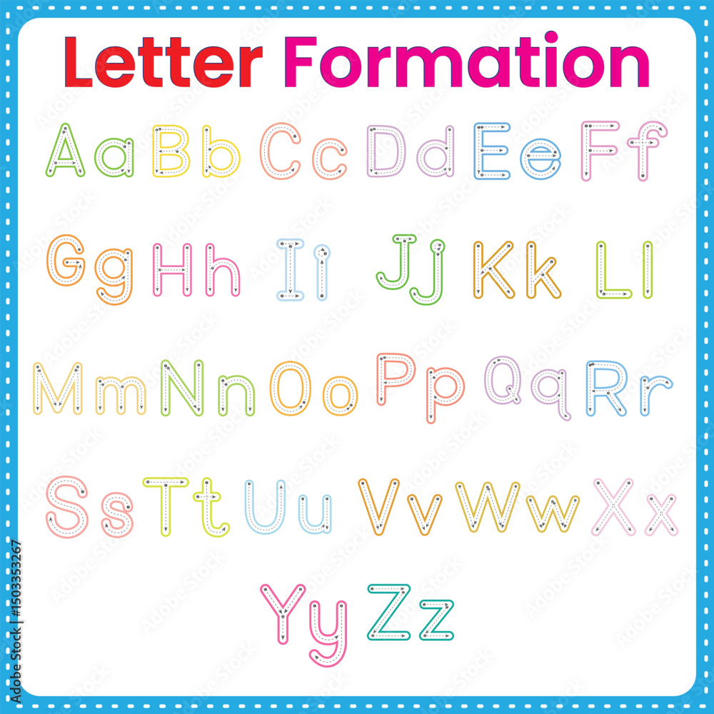 Letter Formation Aa–Zz Tracing Worksheet, Alphabet Handwriting Practice ...