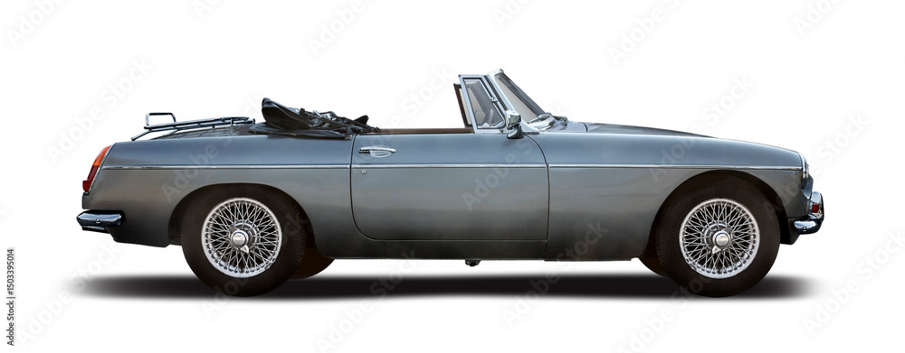 MG MGB classic British cabrio car, side view isolated on transparent ...