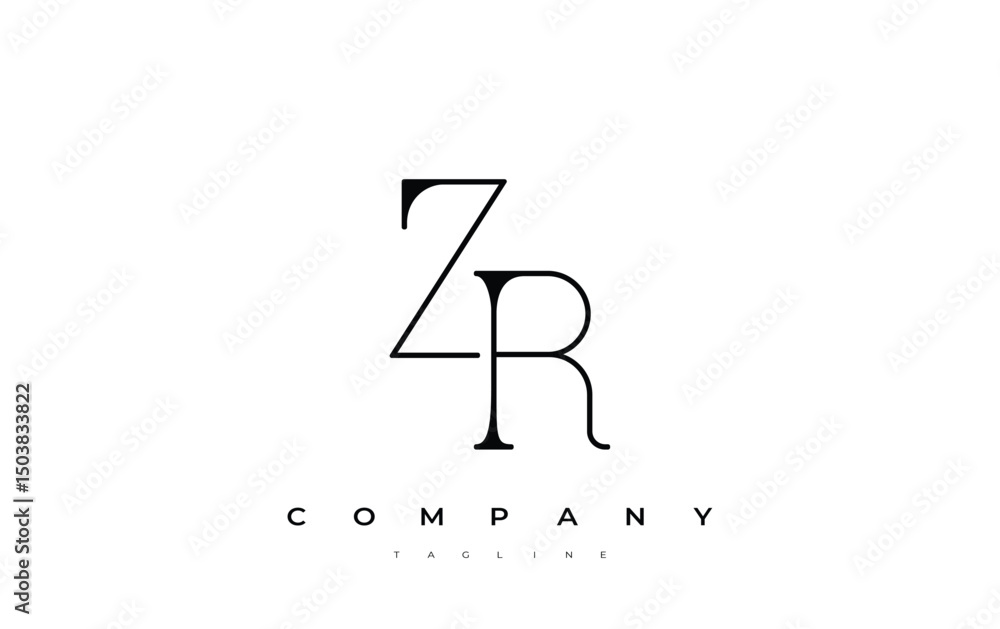 Image vectorielle Stock ZR Typography Logo Design. Stylish monogram ...