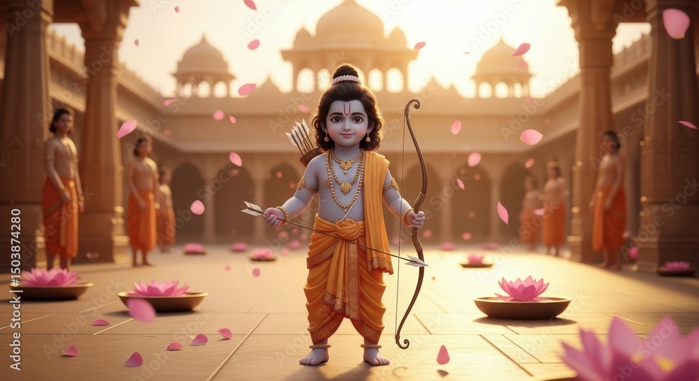 Little rama navami celebration hindu god indian festival bow and arrow ...