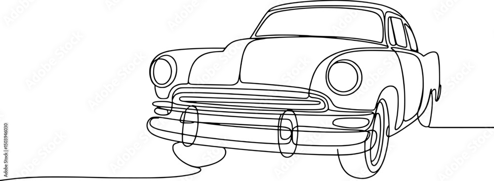 Classic car single line drawing vintage automobile illustration Stock ...