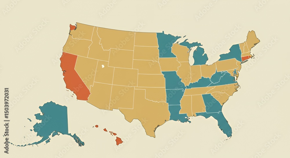 United States Map: States Color-Coded by Data Stock Illustration ...