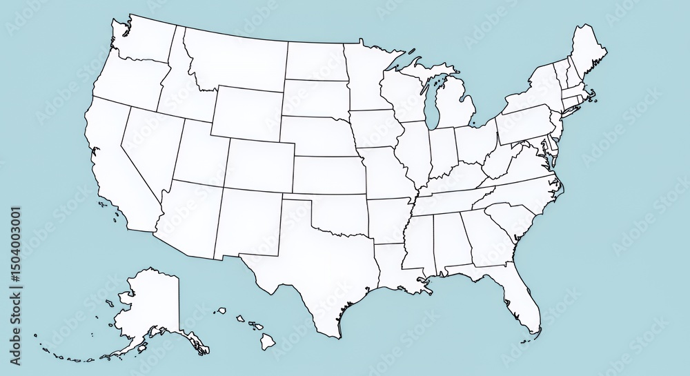 Blank US Map: States, Borders, and Geography Stock Illustration | Adobe ...