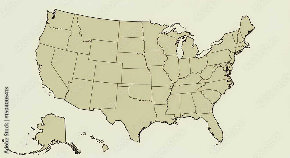 United States Map: A Simple Outline of the 50 States and Territories ...