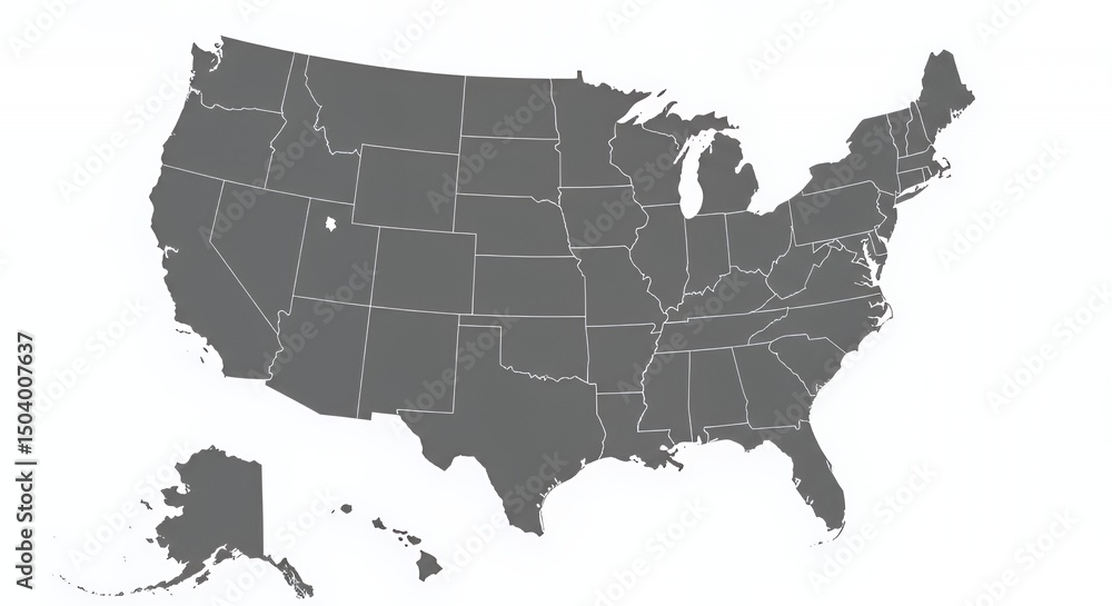 United States Map: A Simple Grey Representation Stock Illustration ...