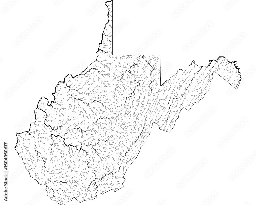 West Virginia River Map - Detailed Hydrographic Network & Waterways ...