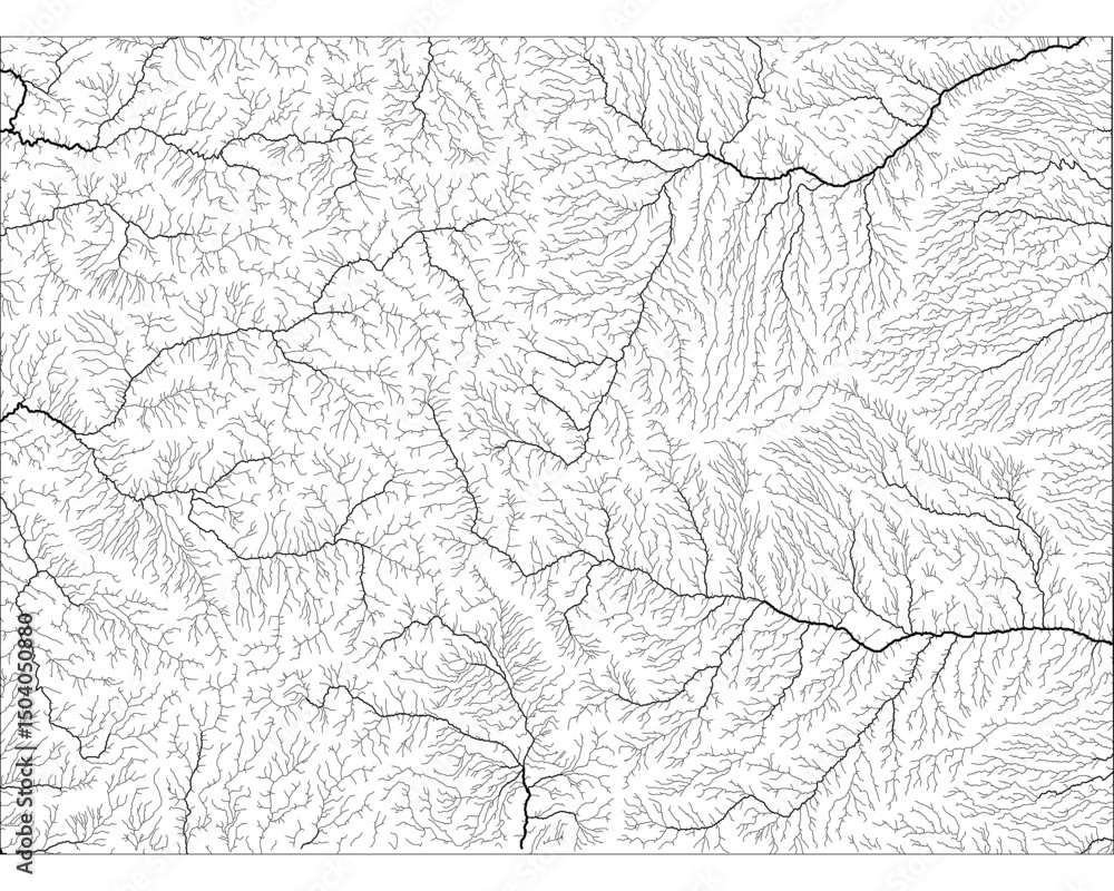 Minimalist River Map of Colorado, USA: Detailed Hydrographic Network ...