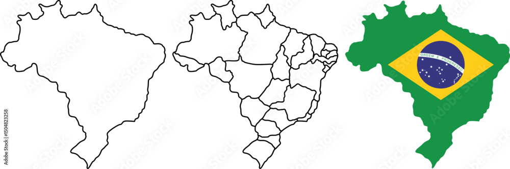Vector collection of the map of Brazil Complete representations in ...