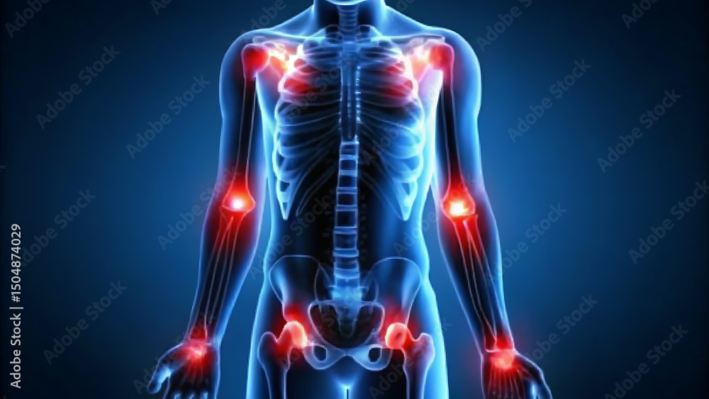 Glowing Anatomical Figure – Overuse and Joint Pain Map of Arm and ...