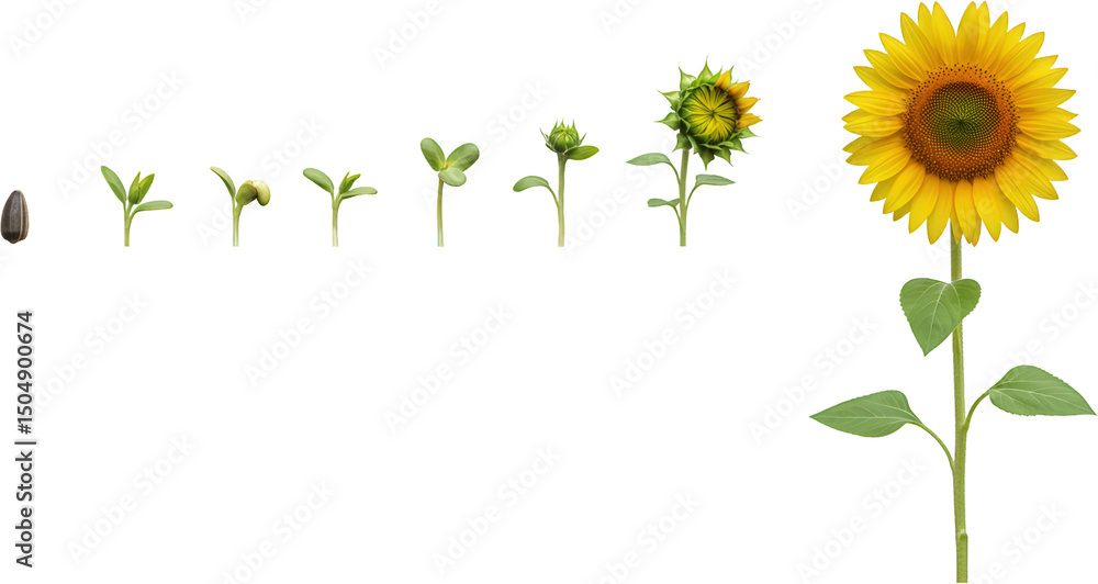 Sunflower Life Cycle From Seed to Blooming Flower Growth Stages ...
