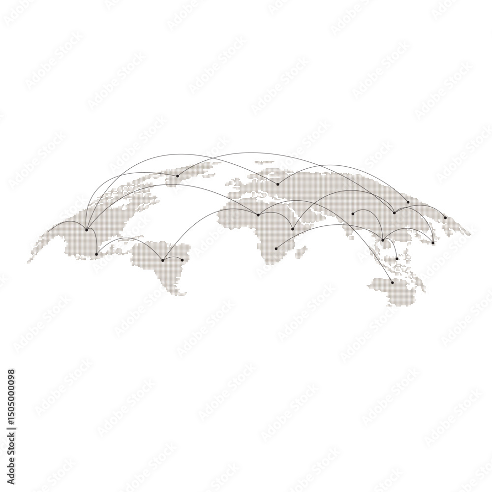 World map global communication, connection. Map made from circles ...