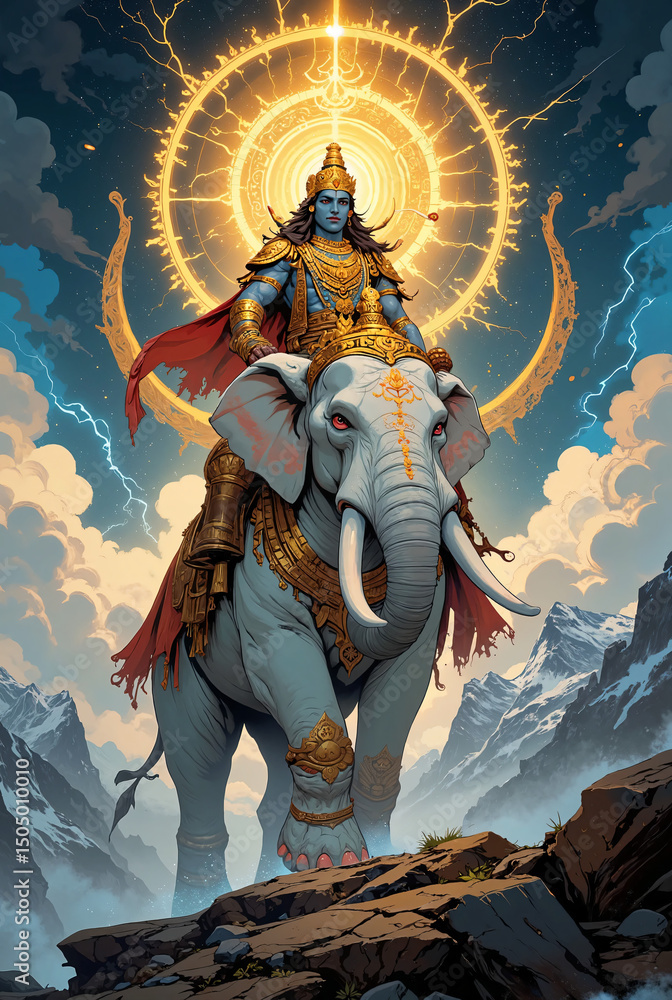 Zdjęcie bez tantiem: indian god, mythological masterpiece, indra dev ...
