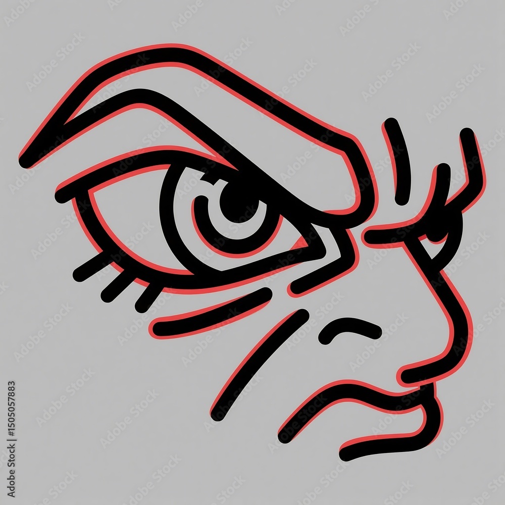 Cartoon eyes in rough sketch style with expressive wrinkles and ...