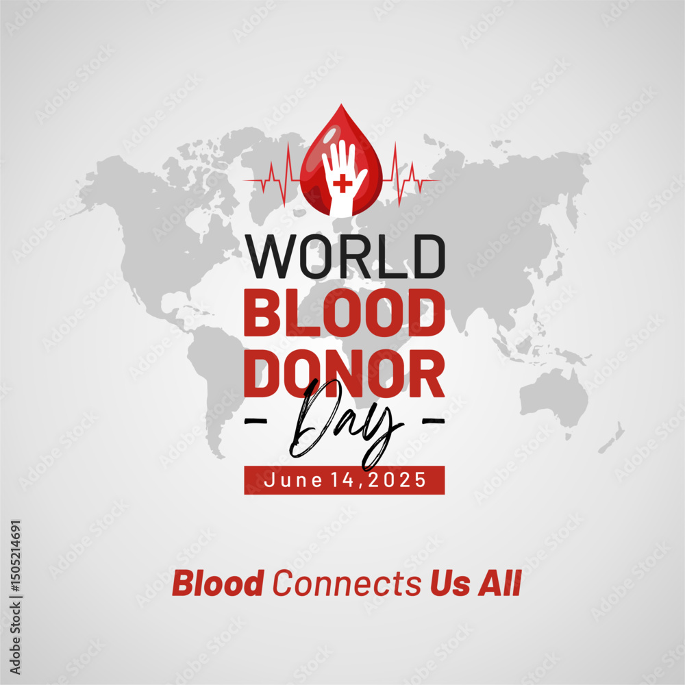 Blood Connect Us All – minimalist World Blood Donor Day 2025 poster ...