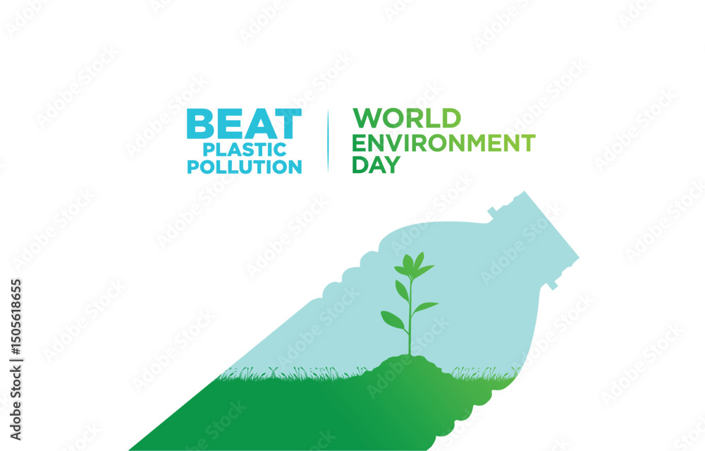 #BeatPlasticPollution, World Environment day concept 2025 3d tree background. Stock Vector ...