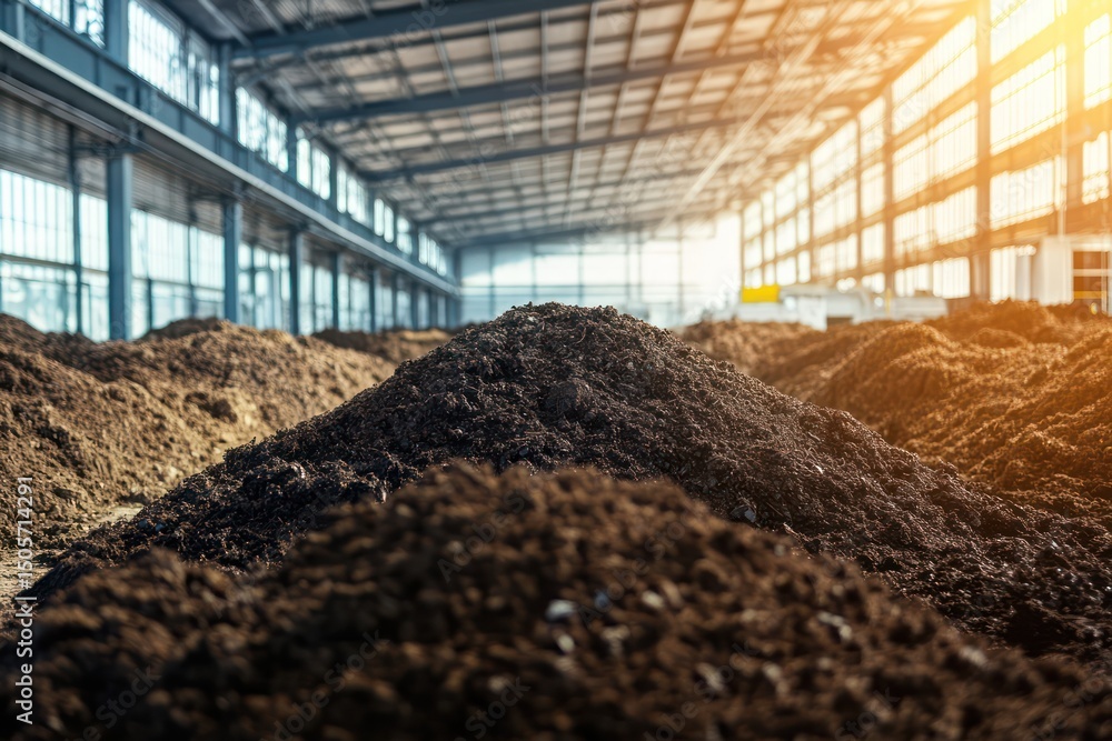 Composting Facility with Soil Piles and Organic Waste Stock Photo ...