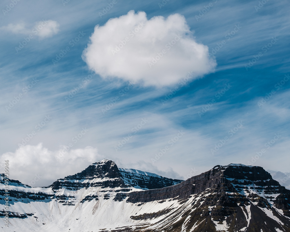 snow dusted peaks and drifting cloud in faskrudsfj | WallsHeaven ...