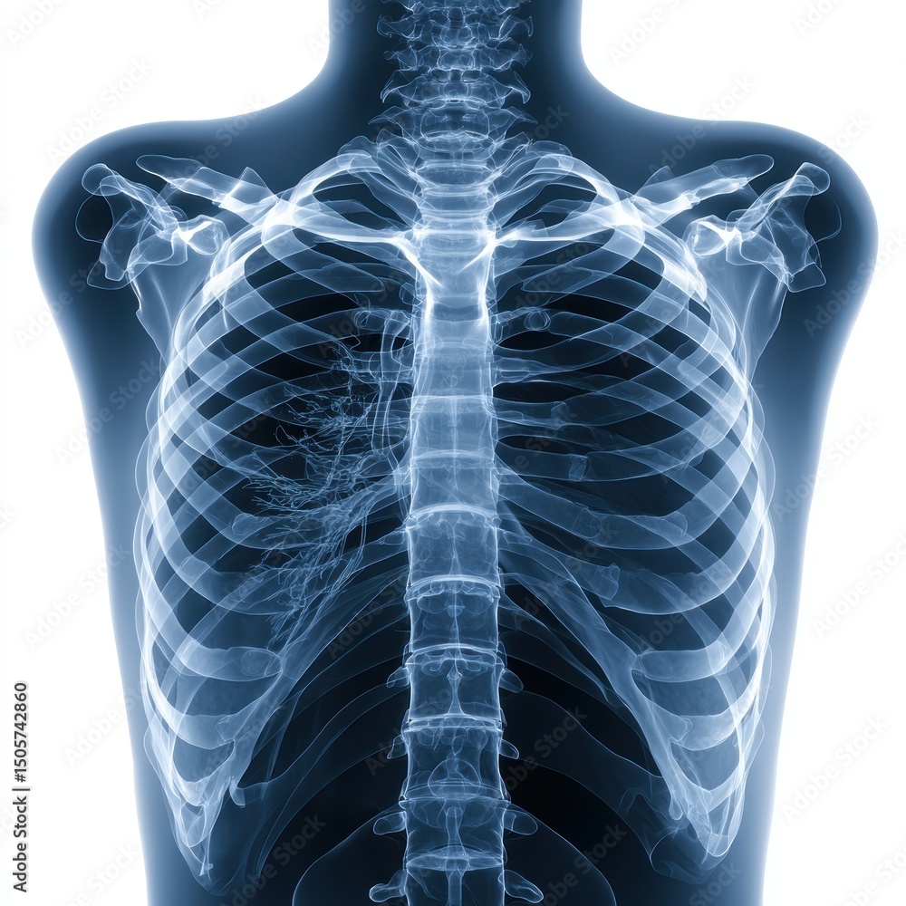 X-ray of human ribcage and sternum isolated on white --chaos 20 の Stock ...