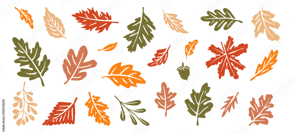 Doodle Autumn Leaves Clip Art for, fall maple leaf, dry leaf, autumn ...