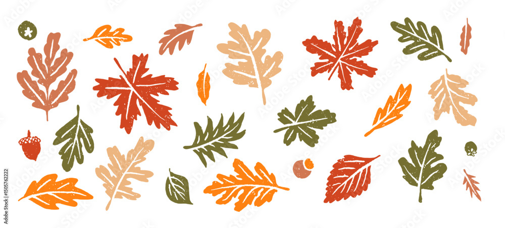 Doodle Autumn Leaves Clip Art for, fall maple leaf, dry leaf, autumn ...