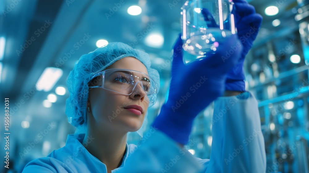 Scientist examines sample in high-tech laboratory for research and ...