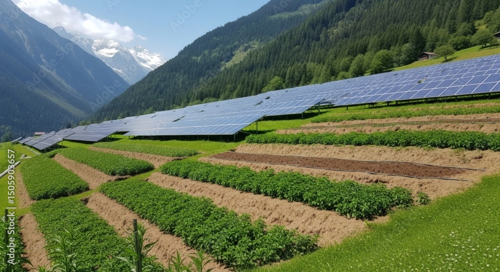 Stock-Foto „Mountainous Farm with Terraced Fields Growing Potatoes and ...