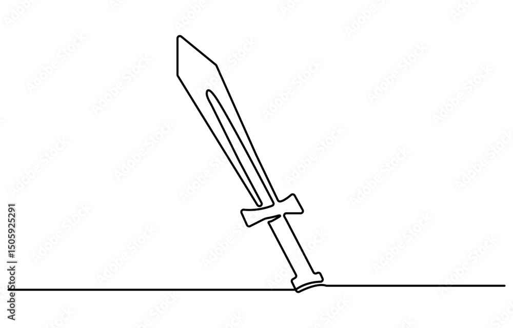 Stock-Vektorgrafik „Anggar sword continuous line. Continuous one line ...