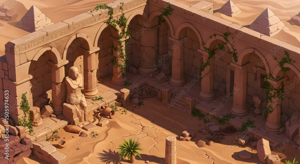 Arid Desert Landscape with Abandoned Temples: Modular Assets for Unreal ...