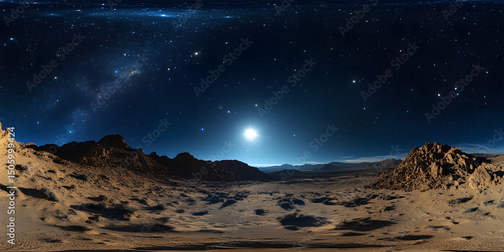 Starry Night Sky Texture Desert Landscape Equirectangular HDRI ...