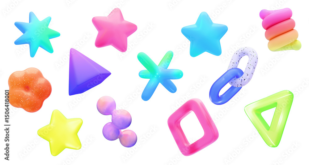 Colorful Abstract Jelly 3D Shape Collection Stock Illustration | Adobe ...