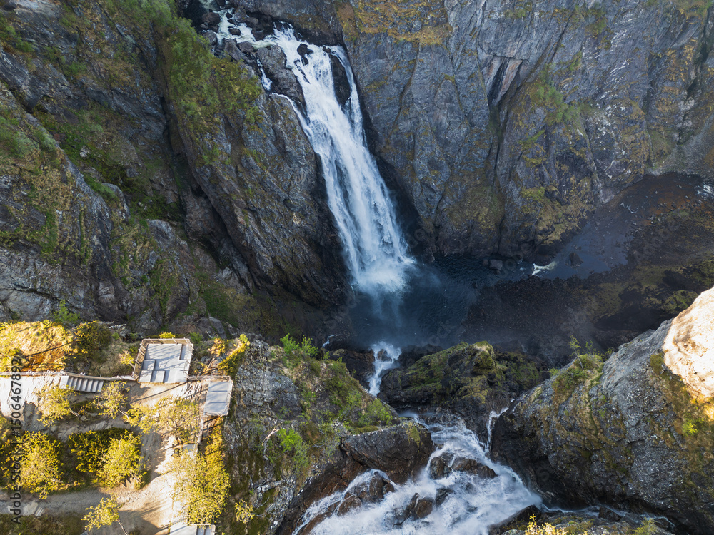 Norway's famous Voringfossen waterfall: Powerful cascades plunging into ...