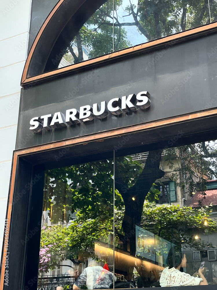 Hanoi, Vietnam - May, 21, 2025: A Starbucks storefront showcasing a ...