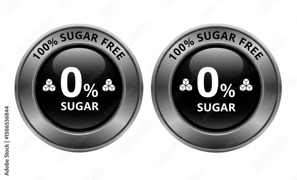 100% Sugar Free Labels | No Sugar Added Food Product Badge and ...