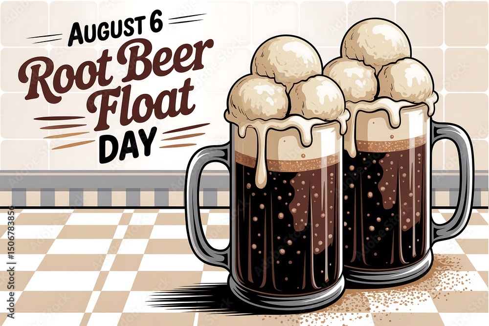 Two root beer floats with ice cream on august sixth root beer float day ...