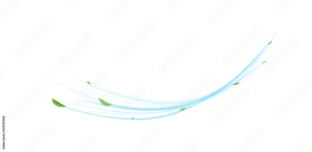 Fresh Air Flow with Leaves on Transparent Background Stock Illustration ...
