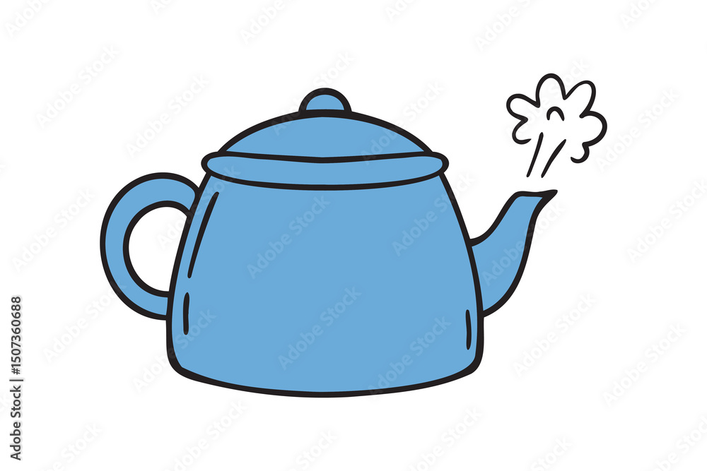 kettle boiling icon doodle hand drawn. colorful cartoon line drawing ...