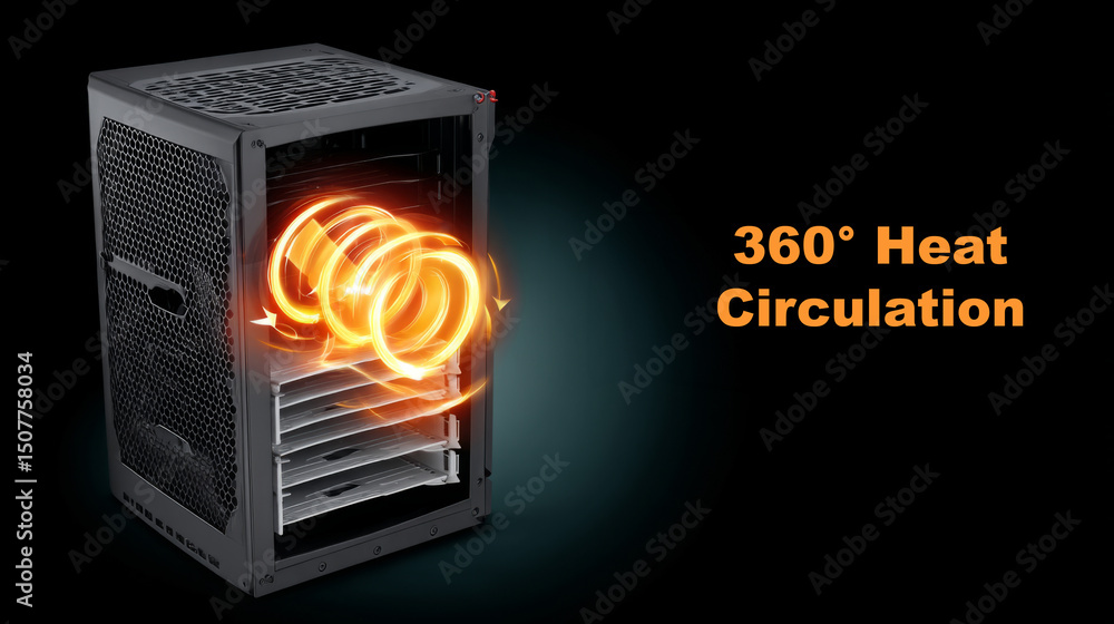 Internal cutaway view of air circulation animation in computer tower ...