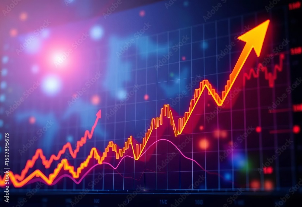 Indian stock market graph soaring, depicting economic growth and bull ...