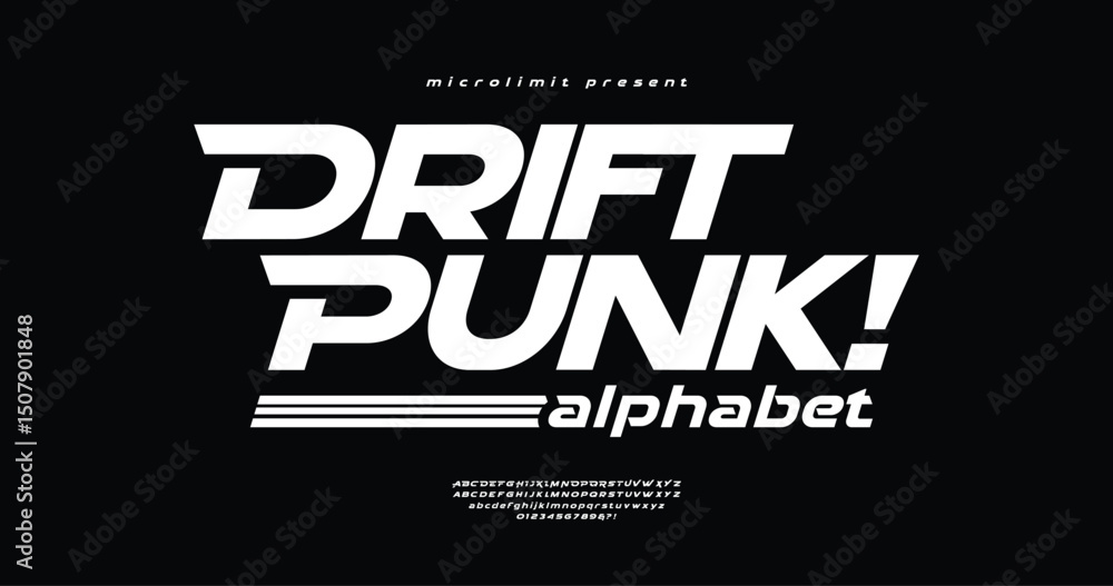 Drift Punk: Typeface urban style fonts for technology, digital, movie, logo design. Modern Sport ...