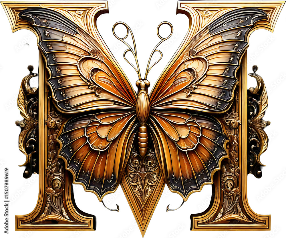 Letra M, Mariposa, letra, animal, vector, administrar, ilustración ...