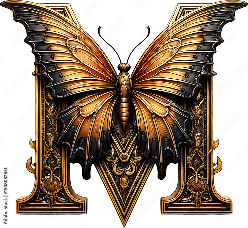 Letra M, Mariposa, letra, animal, vector, administrar, ilustración ...