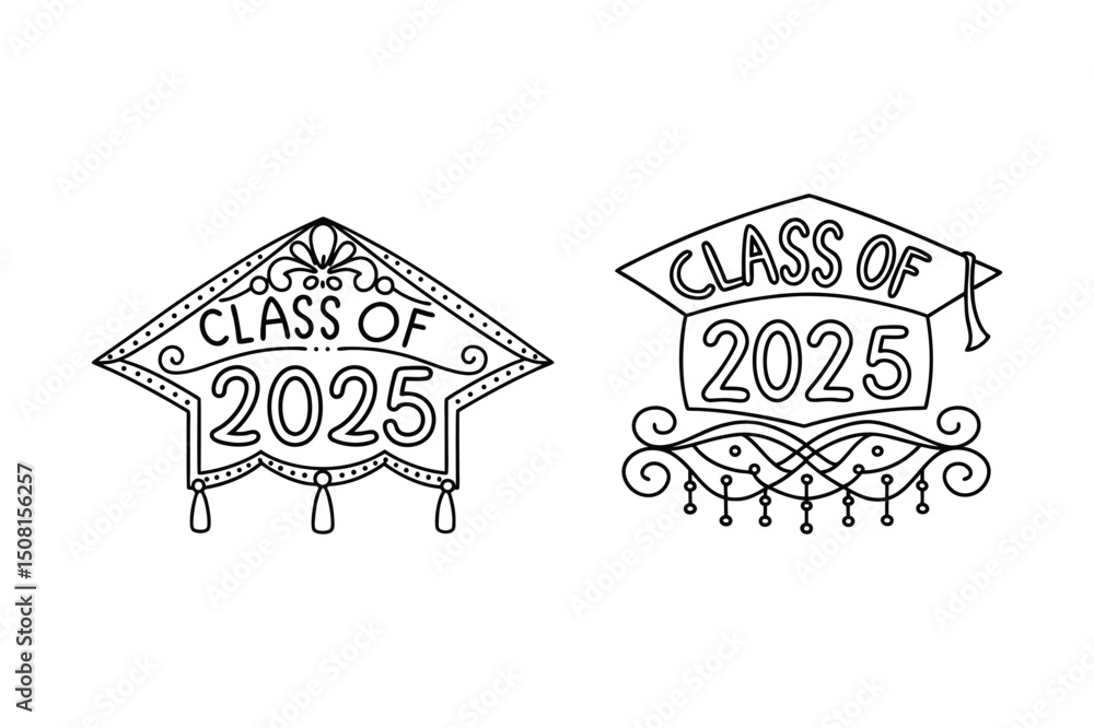 Vector de Stock Class of 2025 Graduation Cap Clip Art Coloring Page ...