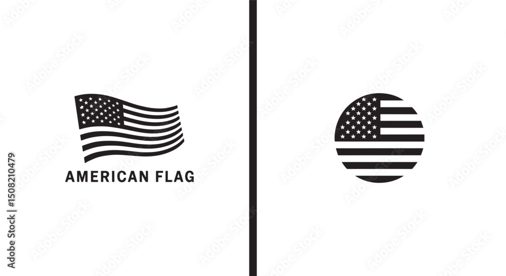 American flags icons, or vector usa flags icons for celebrating us ...