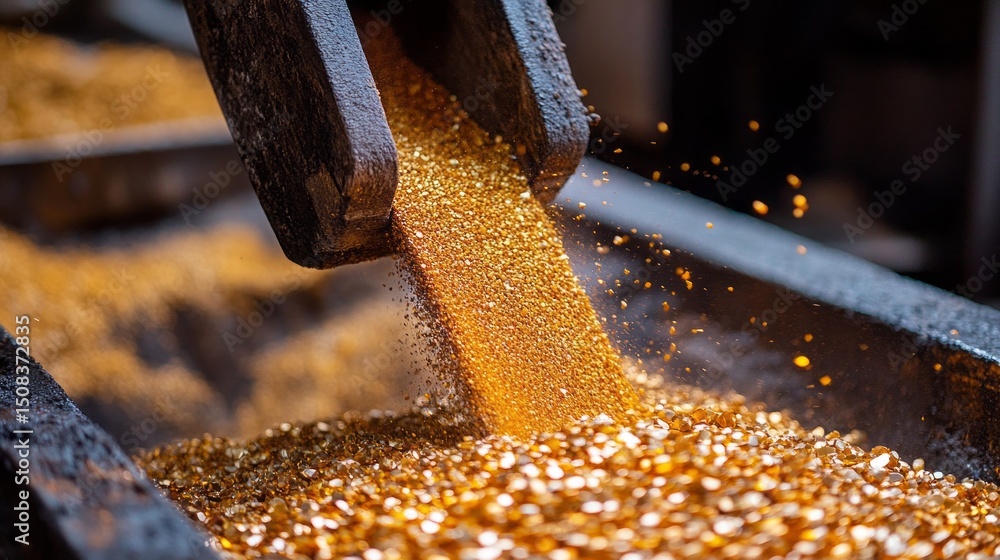 Limonite is being extracted from an iron ore mine, showcasing vibrant ...
