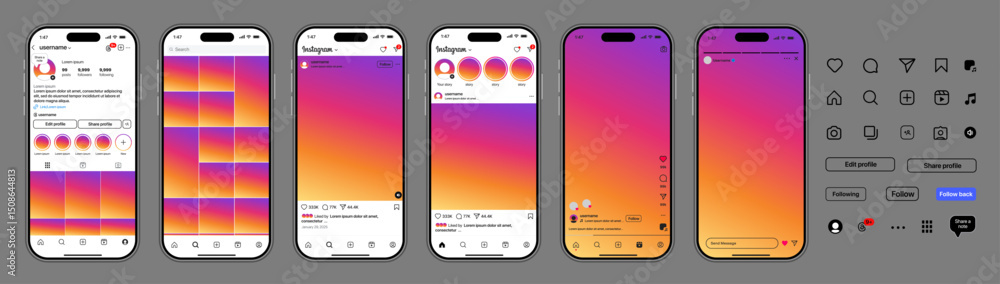 Instagram post story reels mockup template with updated grid size. New ...