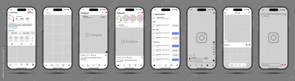 Instagram post layout design template in smartphone screen UI format ...