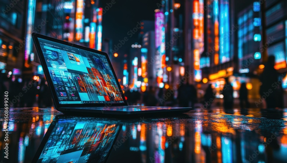A photograph of an open laptop with the screen showing the Windows ...